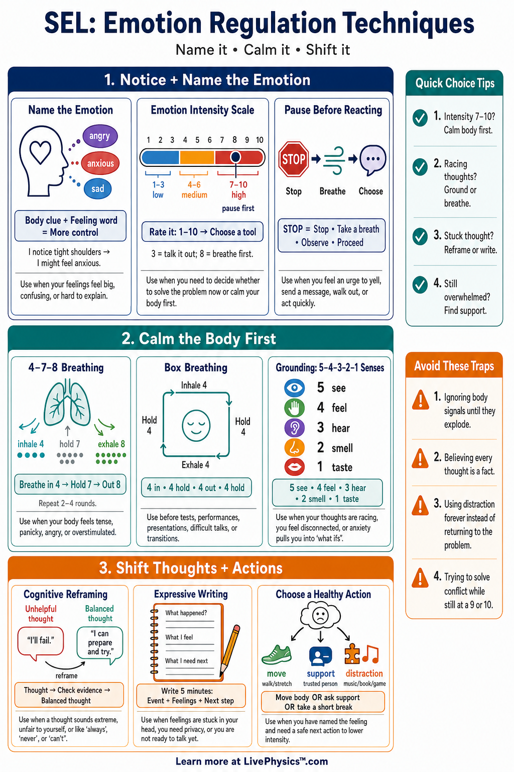 Emotion Regulation Techniques Cheat Sheet | LivePhysics™