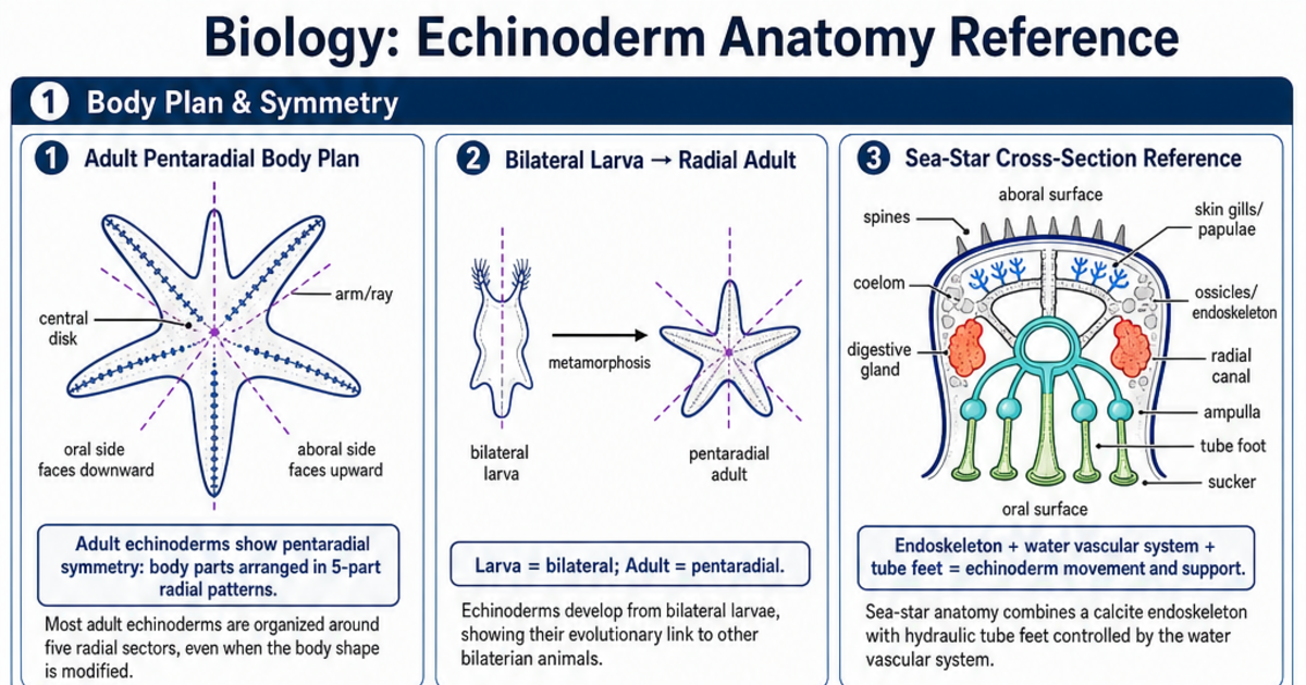 Echinoderm Anatomy Reference Cheat Sheet | LivePhysics™
