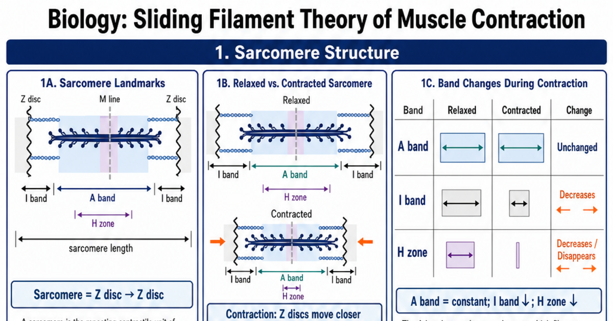 Sliding Filament Theory of Muscle Contraction Cheat Sheet | LivePhysics™
