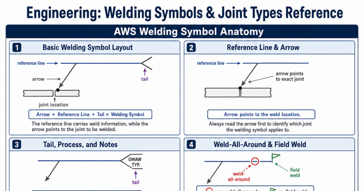 Welding Symbols & Joint Types Reference Cheat Sheet | LivePhysics™