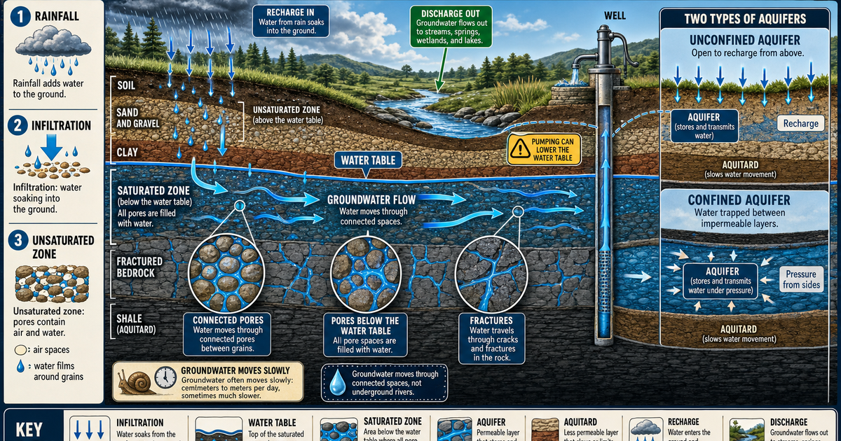How Groundwater Moves Underground Infographic | LivePhysics™