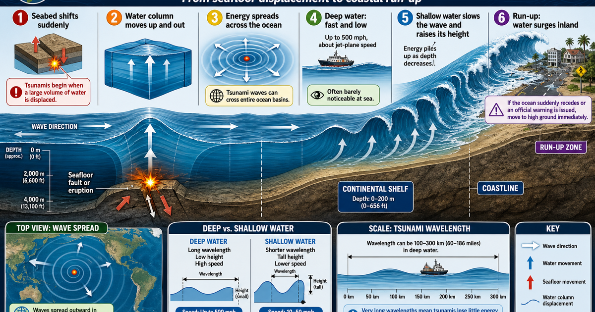 How Tsunamis Form Infographic | LivePhysics™