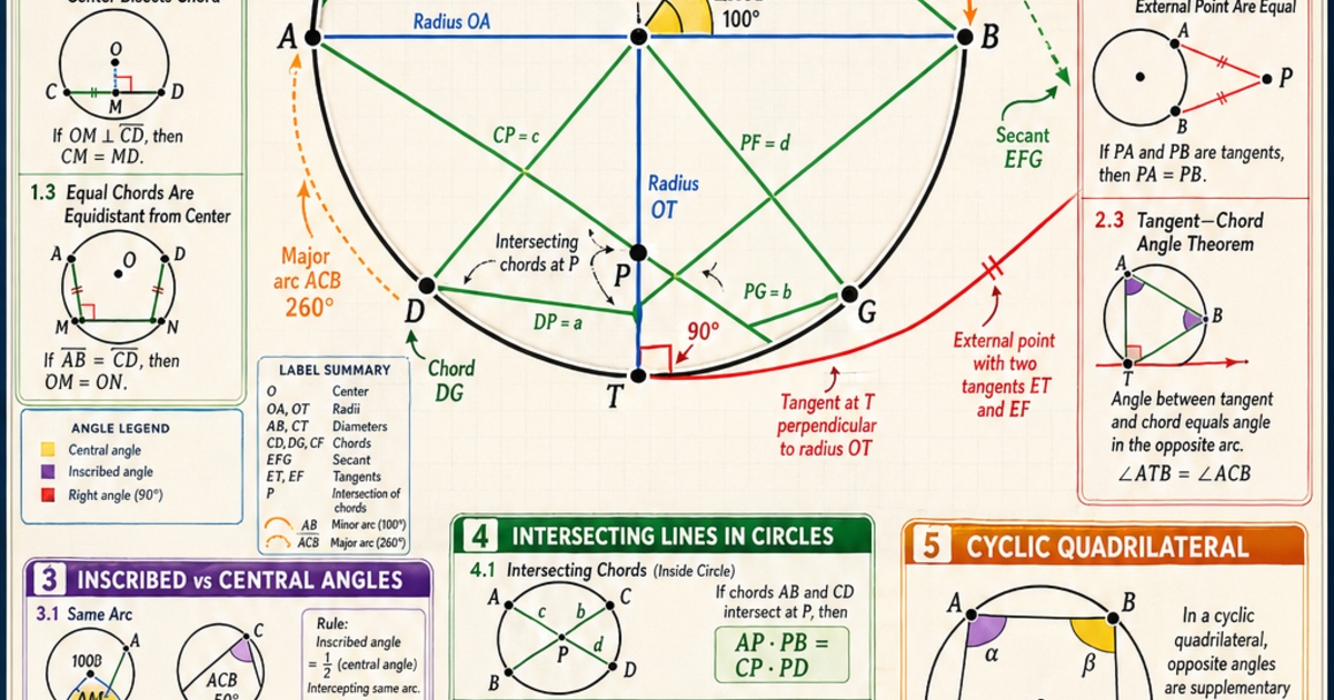 Circle Theorems Infographic | LivePhysics