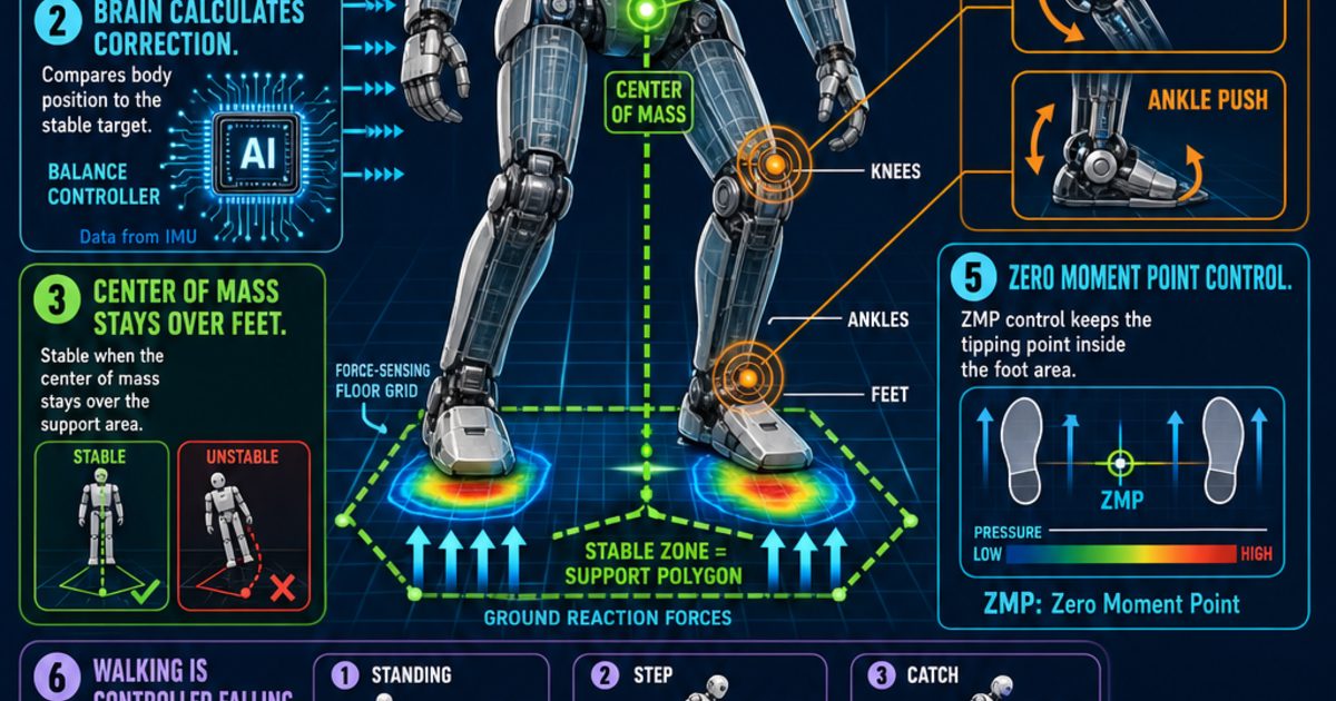 How Humanoid Robots Balance Infographic | LivePhysics™