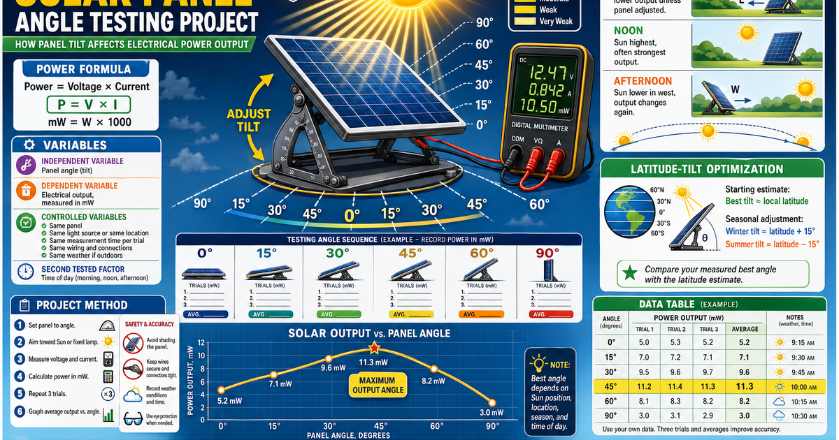 Solar Panel Angle Testing Project Infographic | LivePhysics™