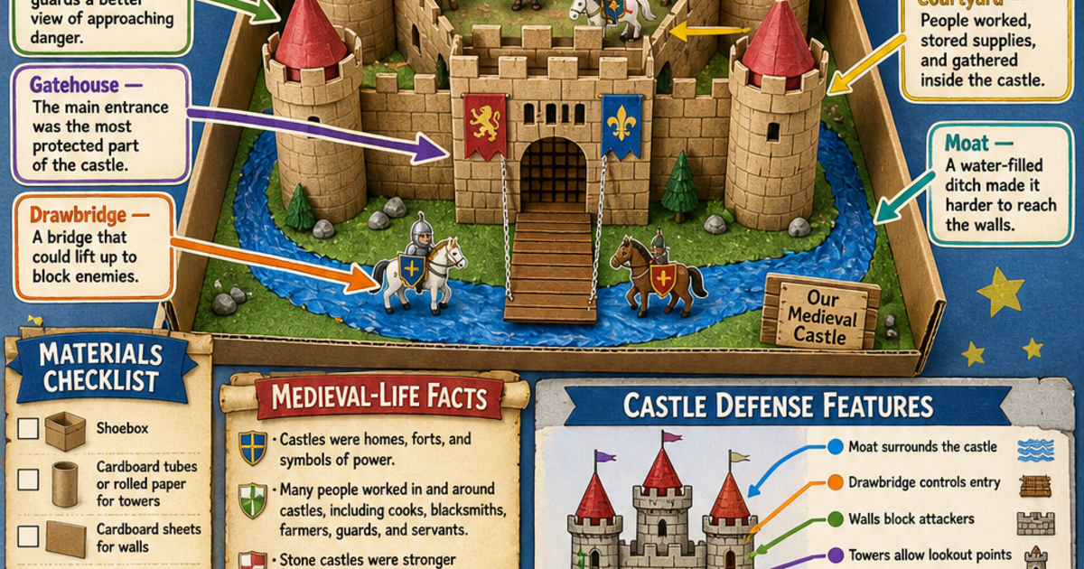 Medieval Castle History Diorama Infographic | LivePhysics™