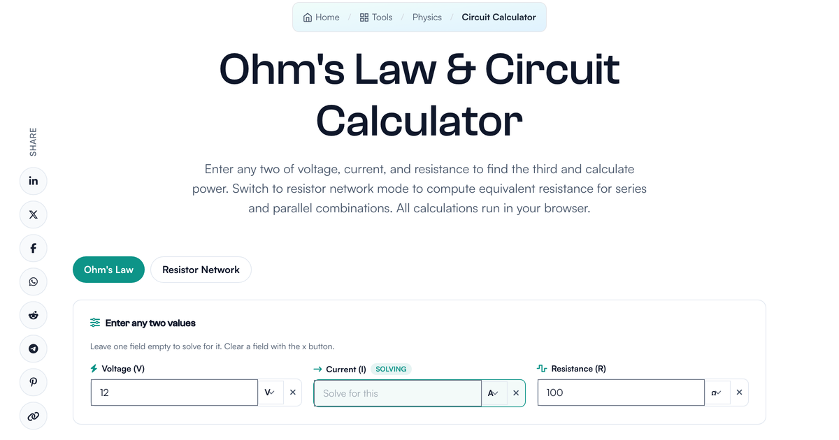 Ohm's Law & Circuit Calculator | LivePhysics
