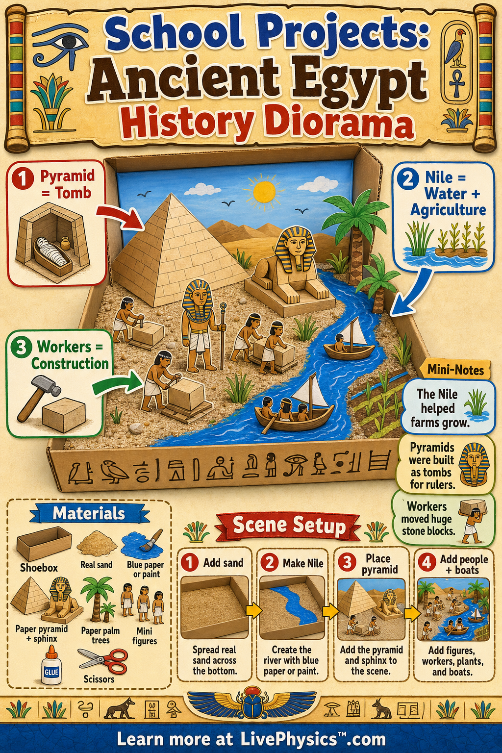 Ancient Egypt History Diorama Infographic | LivePhysics™