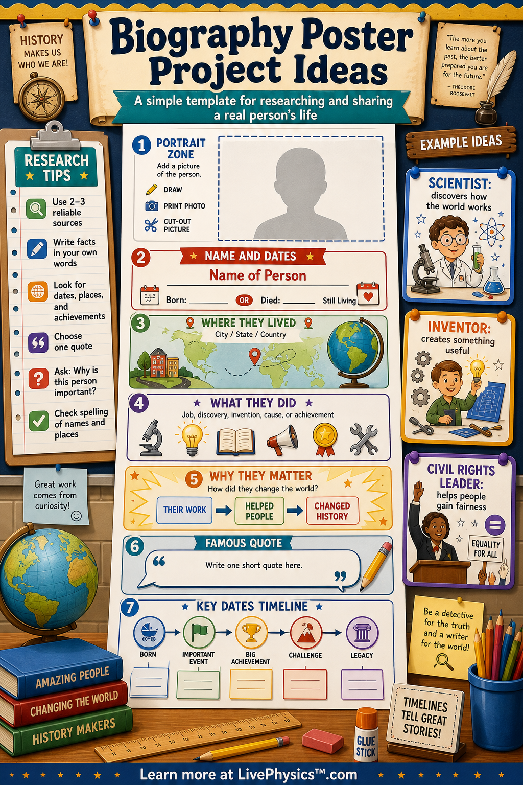Biography Poster Project Ideas Infographic | LivePhysics™
