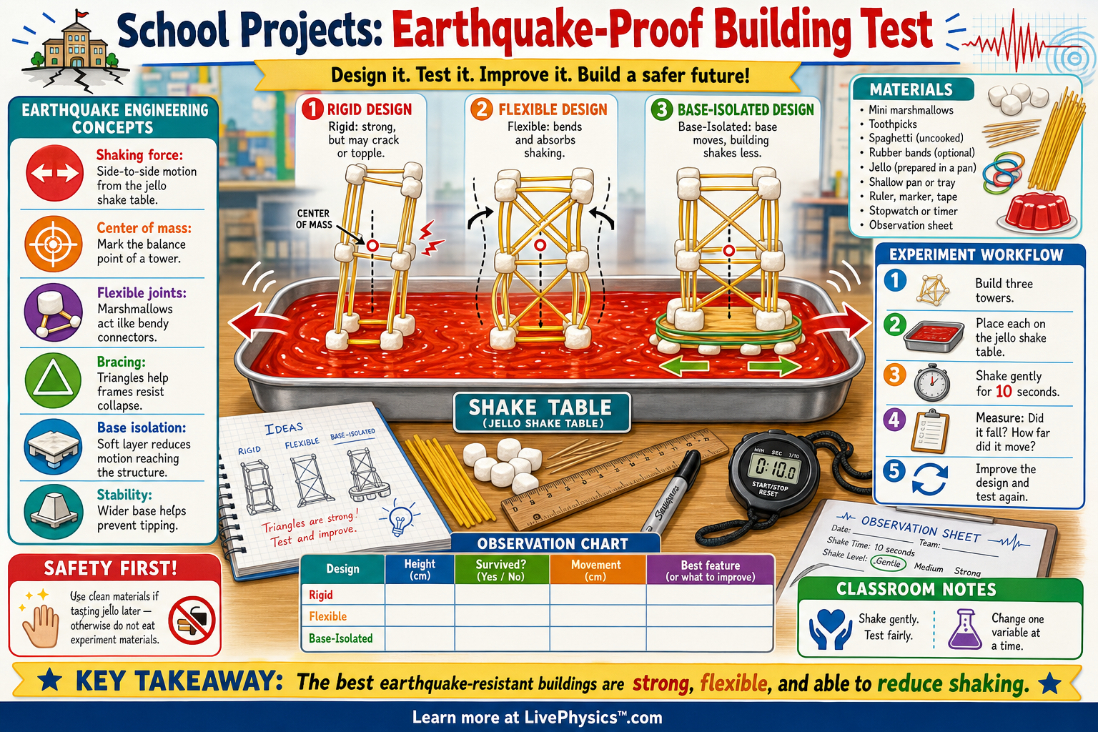 Earthquake-Proof Building Test Infographic | LivePhysics™
