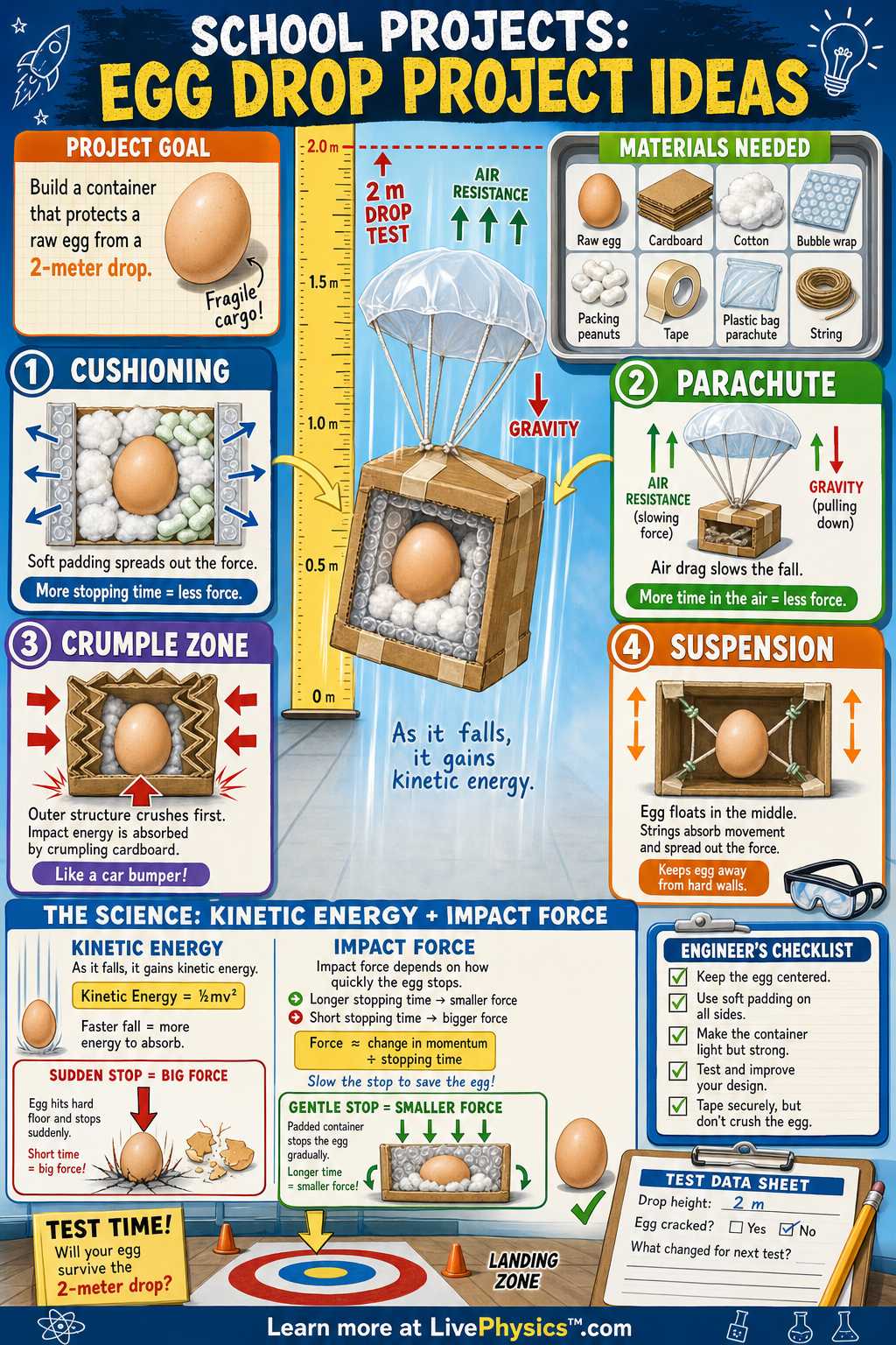 Egg Drop Project Ideas Infographic | LivePhysics™