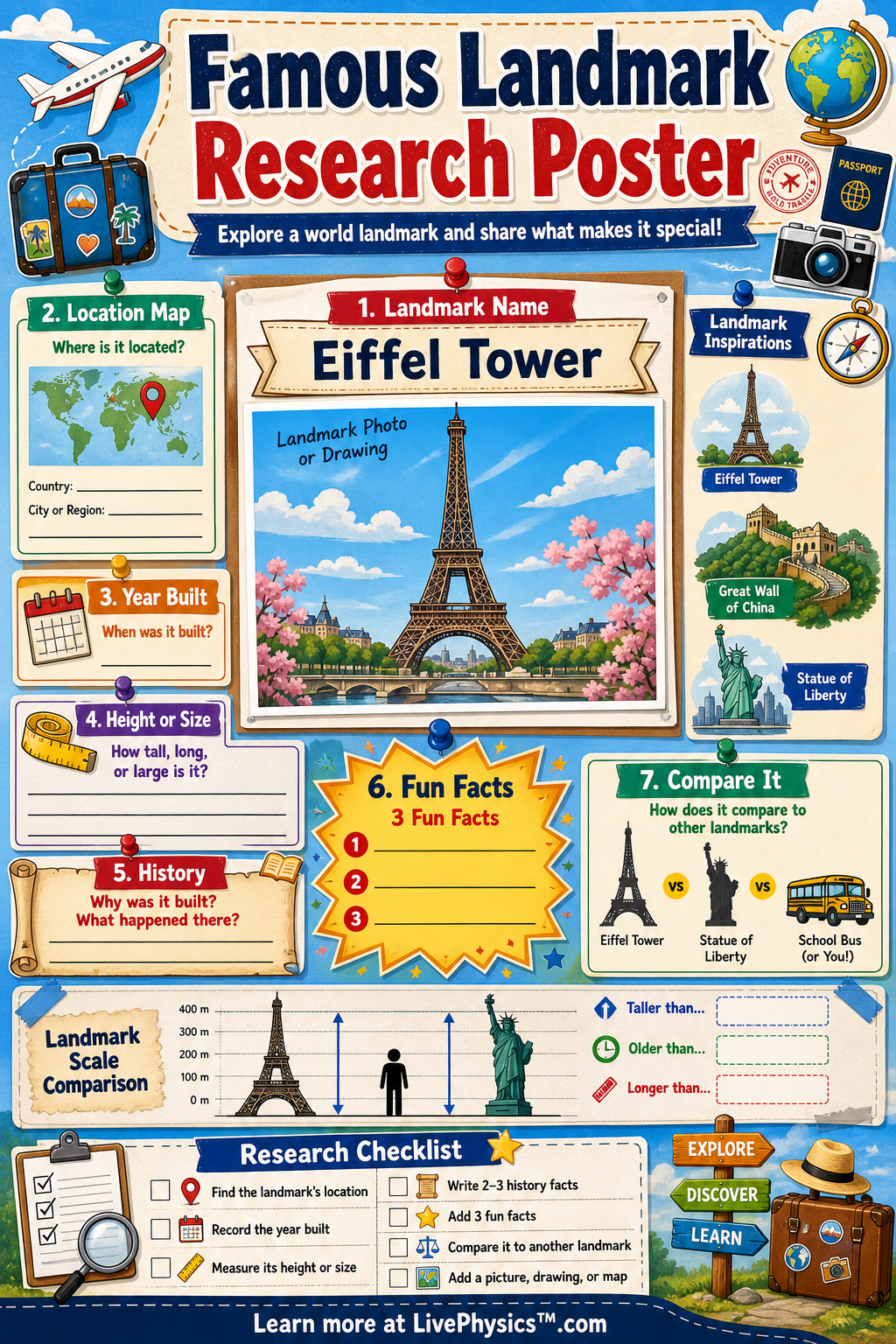 Famous Landmark Research Poster Infographic | LivePhysics™