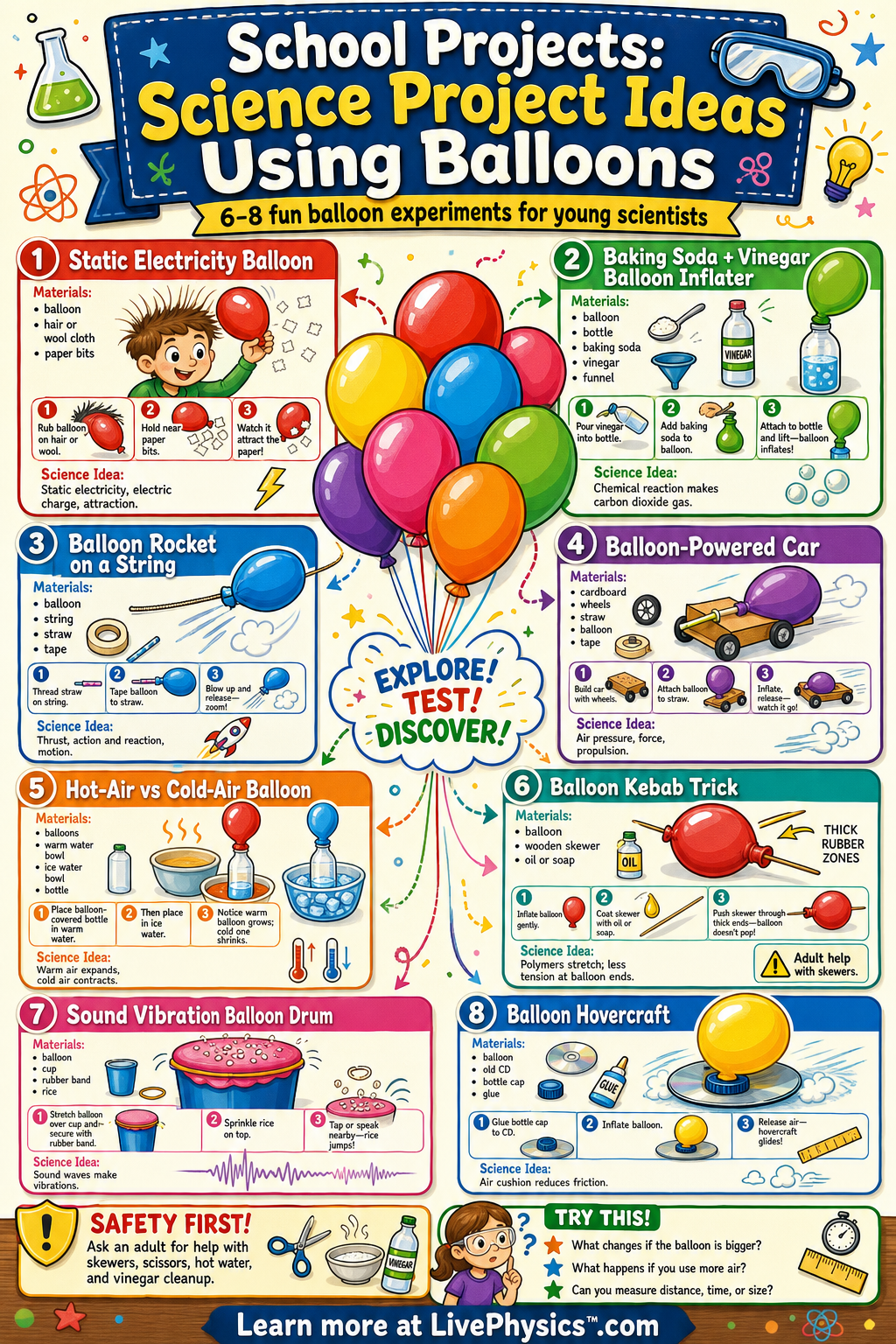 Science Project Ideas Using Balloons Infographic | LivePhysics™